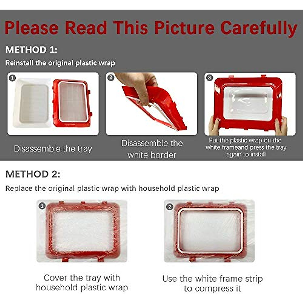 Food Plastic Preservation Tray,Stackable Food Tray Reusable Creative Food Preservation Tray for Food Preservation 4 Pack (white)