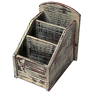 MyGift Rustic Torched Wood Remote Control Holder for Table with 3 Compartments, Living Room TV Media Organizer