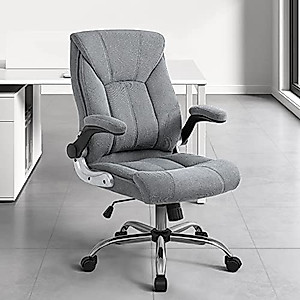 SEATZONE Home Velvet Office Chair, Comfortable Fabric Computer Desk Chair with Wheels, Executive Chair with Adjustable Height and Lumbar Support, Grey