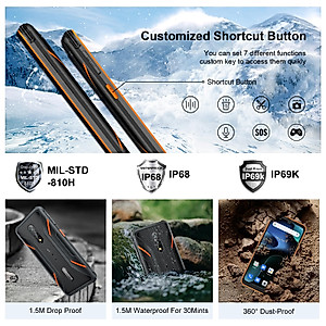 Blackview Phone BV5200, Rugged Phone 7(4+3) GB+32GB 1TB Expand, 6.1'' Incell 13MP Camera Smartphones, 5180mAh Rugged Smartphone, 3 Card Slots, IP69K, Face ID, Glove Mode, NFC/OTG/4G LTE+5G WiFi-Black