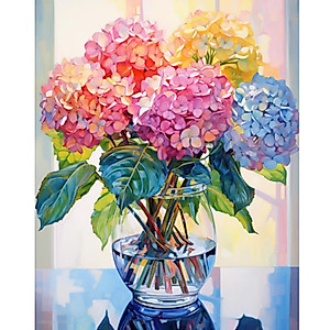 Hydrangea Diamond Painting Kits for Adults-Flowers Diamond Art Kits for Adults,5D Diamond Painting Flowers,DIY Full Drill Diamond Painting Flower Gem Art and Crafts 12x16inch