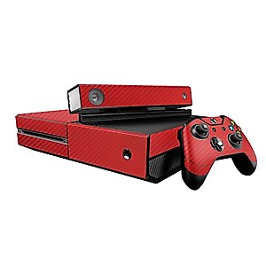3D Carbon Fiber Maroon Red - Air Release Vinyl Decal Mod Skin Kit by System Skins - Compatible with Microsoft Xbox One (XB1)