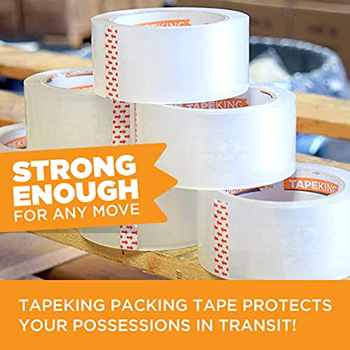 Tape King Clear Packing Tape - 60 Yards Per Roll (6 Refill Rolls) - 2 Inch Wide Stronger 2.7mil, Heavy Duty Sealing Adhesive Industrial Depot Tapes for Moving Packaging Shipping, Office & Storage