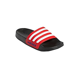 adidas Adilette Shower Slides Sandal, Black/White/Vivid Red, 6 US Unisex Big Kid, Big Kid (8-12 Years)
