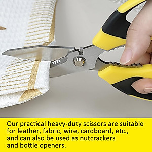 iedetok Utility Scissors Heavy Duty, Ultra Sharp Blade Shears with Protective Case, Multipurpose Stainless Steel Scissors For Cutting Cardboard, Fabric, Carpet, Leather, Wire (Yellow Set)