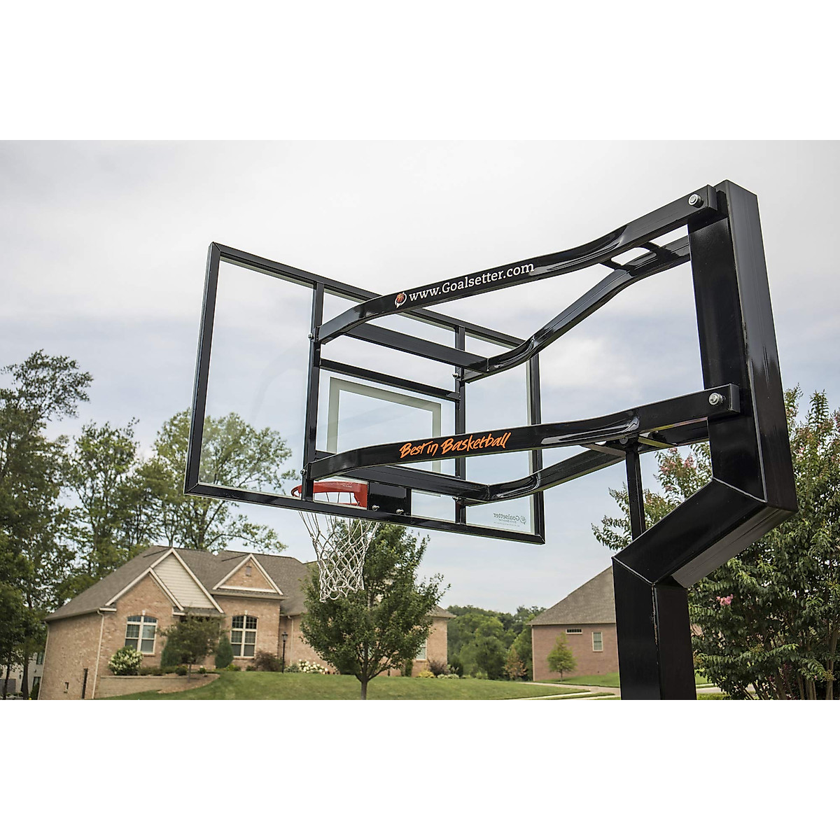 Goalsetter All-American In Ground Adjustable Basketball System with 60-Inch Glass Backboard and Single Static Rim, Black (SS45560G1)