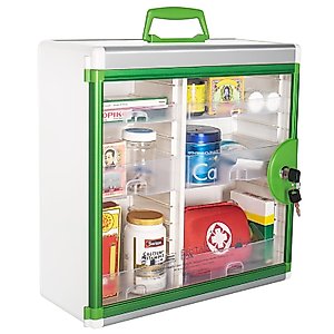 Glosen Medicine Cabinet Locking Medicine Cabinet Wall Mounted 15.62 x 6.5 x 15.43 Inch Portable Storage Container Big Capacity Green