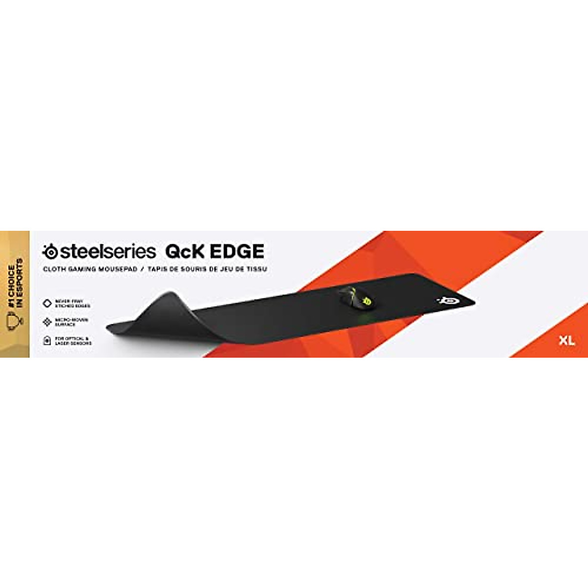 SteelSeries QcK Edge - Cloth Gaming Mouse Pad - stitched edge to prevent wear - optimized for gaming sensors - size XL