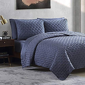 Valeron Palermo Tencel Modal-Performance, Cooling, Silky Soft-Solid Diamond Stitched Quilted Sham Set, King, Navy