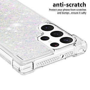 LEMAXELERS Compatible with Samsung S22 Ultra Case, Bling Glitter Liquid Case Floating Quicksand Shockproof Protective Sparkle Silicone Soft TPU Case for Samsung Galaxy S22 Ultra. YBL Love Silver Pink