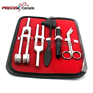 PRECISE CANADA: Color Black - Set of 5 PCS Reflex Percussion Taylor Hammer + PENLIGHT + Tuning Fork C 128 C 512 + Bandage Scissors 5.5"