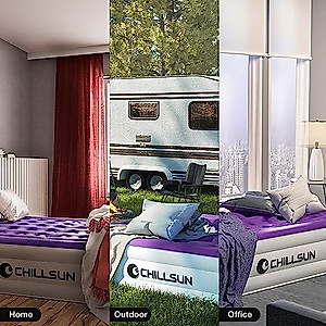 CHILLSUN Twin Air Mattress with Built in Pump,16" Durable Blow Up Bed Double-High Inflatable Mattress with Flocked Top,Easy Inflate,Portable for Home&Camping