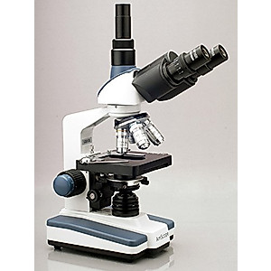 AmScope T120C Professional Siedentopf Trinocular Compound Microscope, 40X-2500X Magnification, WF10x and WF25x Eyepieces, Brightfield, LED Illumination, Abbe Condenser with Iris Diaphragm, Double-Layer Mechanical Stage, 100-240VAC