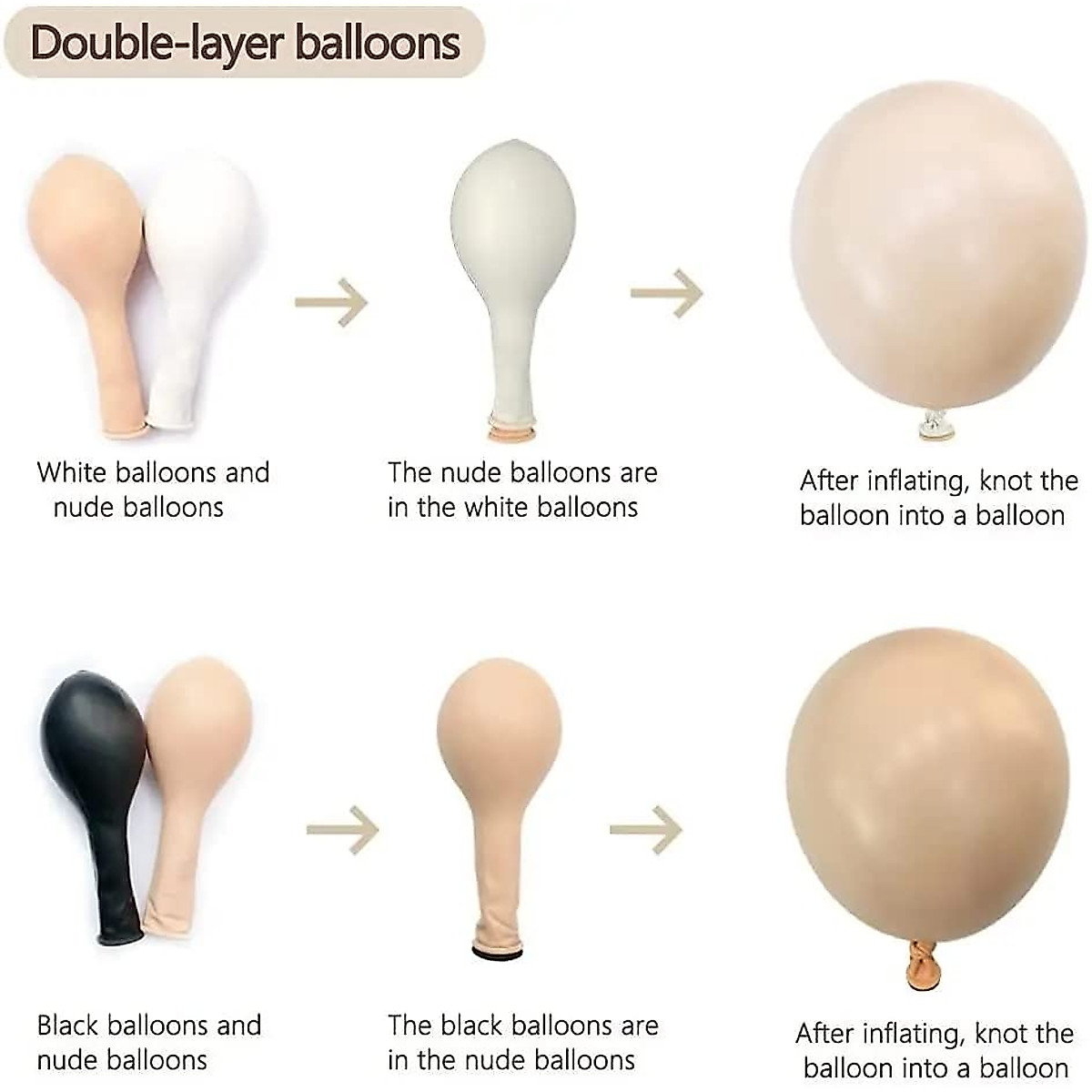 Nude Balloons Arch Garland Double Stuffed Blush Tan Brown Beige Cream Gold Metallic Balloons Latex Neutral Balloon Arch Kit For Boho Baby Shower Birthday Bridal Anniversary Party Decorations