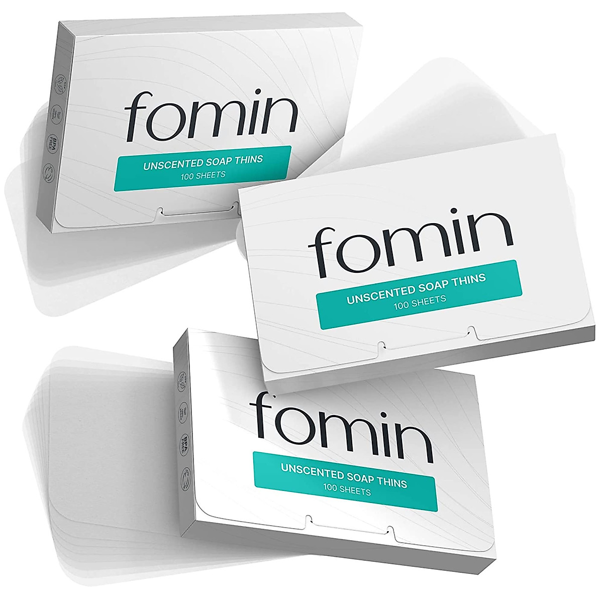 FOMIN - Antibacterial Paper Soap Sheets for Hand Washing - (300 Sheets) Unscented Portable Travel Soap Sheets, Dissolvable Camping Mini Soap, Portable Hand Soap Sheets