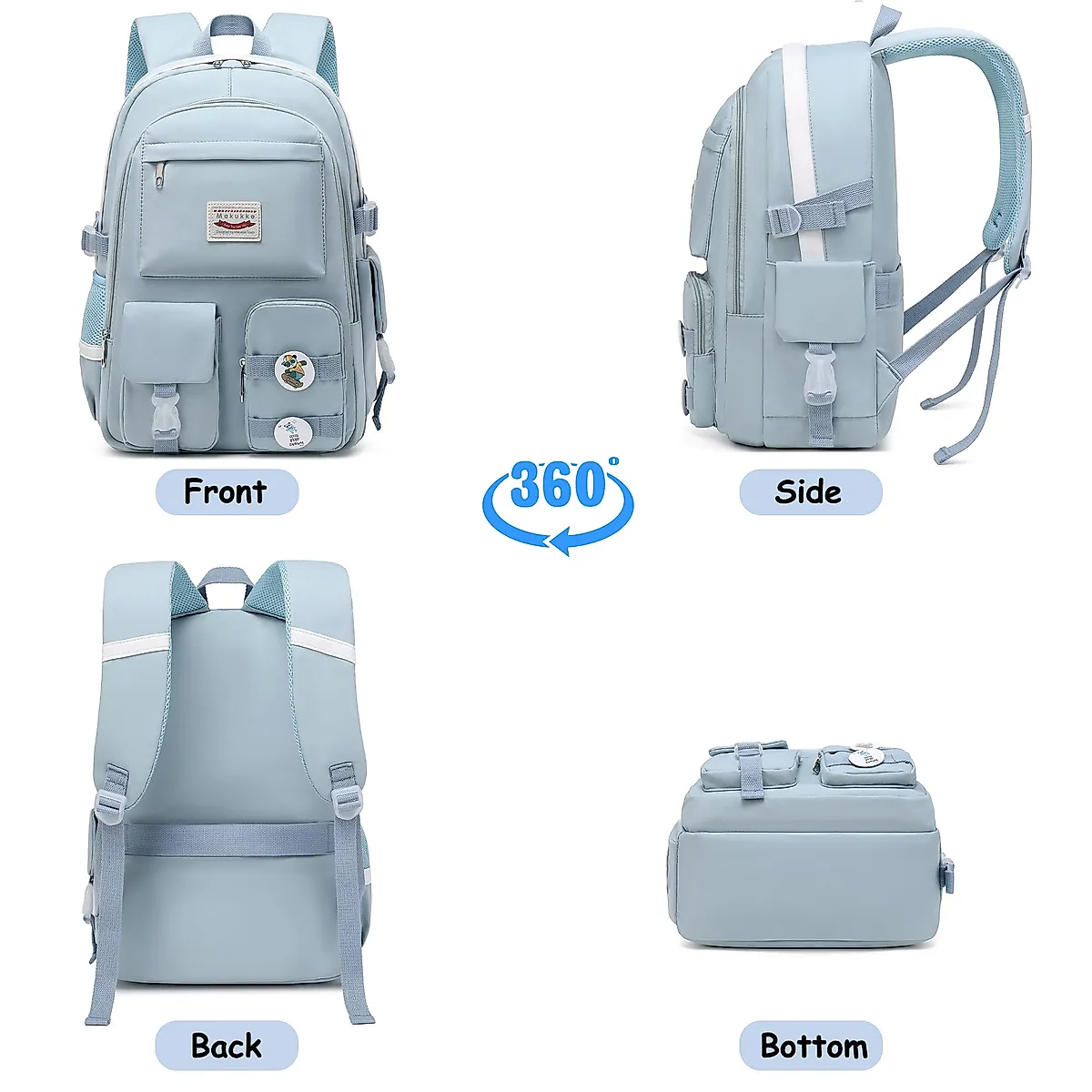 Makukke School Backpacks for Teen Girls - Laptop Backpacks 15.6 Inch College Cute Bookbag Anti Theft Women Casual Daypack,Blue Backpack