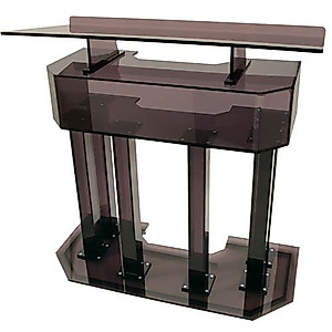 Kingdom 3 Tier Smoky Acrylic Lectern or Podium by AVTronics with 6 Column Base and a Wide Middle Shelf with Plenty of Space for Your Presentation Needs - Smoky (Plain/Non-Personalized)