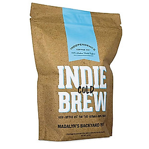 Independence Coffee Co. Indie Cold Brew Iced Coffee Kit, Madalyn's Backyard Pecan Flavored Mellow Body, Light Roast Coffee, 12 Ounce (Contains 6 Custom Cold Brew Ground Filter Packs)