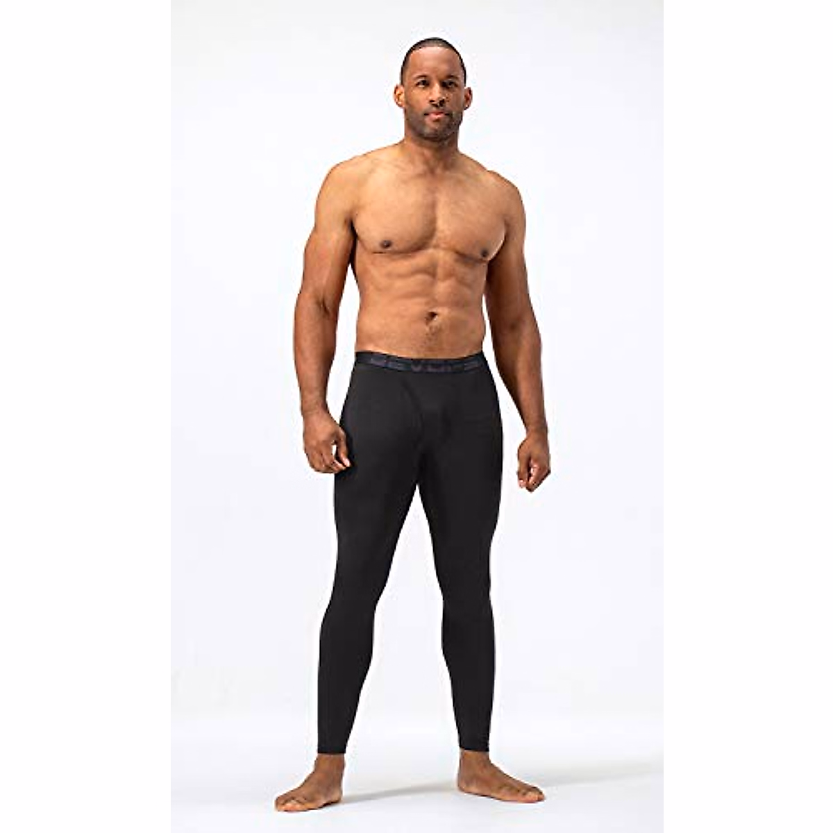 DEVOPS Men's Thermal Compression Pants, Athletic Leggings Base Layer Bottoms with Fly (X-Large, Black/Black)