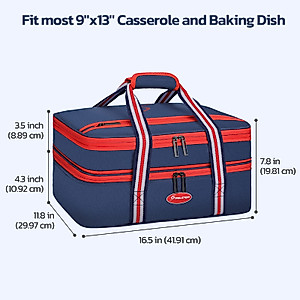 Maelstrom Insulated Casserole Carrier For Hot or Cold Food,Expandable L Tasagna Lugger Tote,Collapsible Leakproof Large Food Buds,Portable Tote For Party,Picnic,Camping,Blue