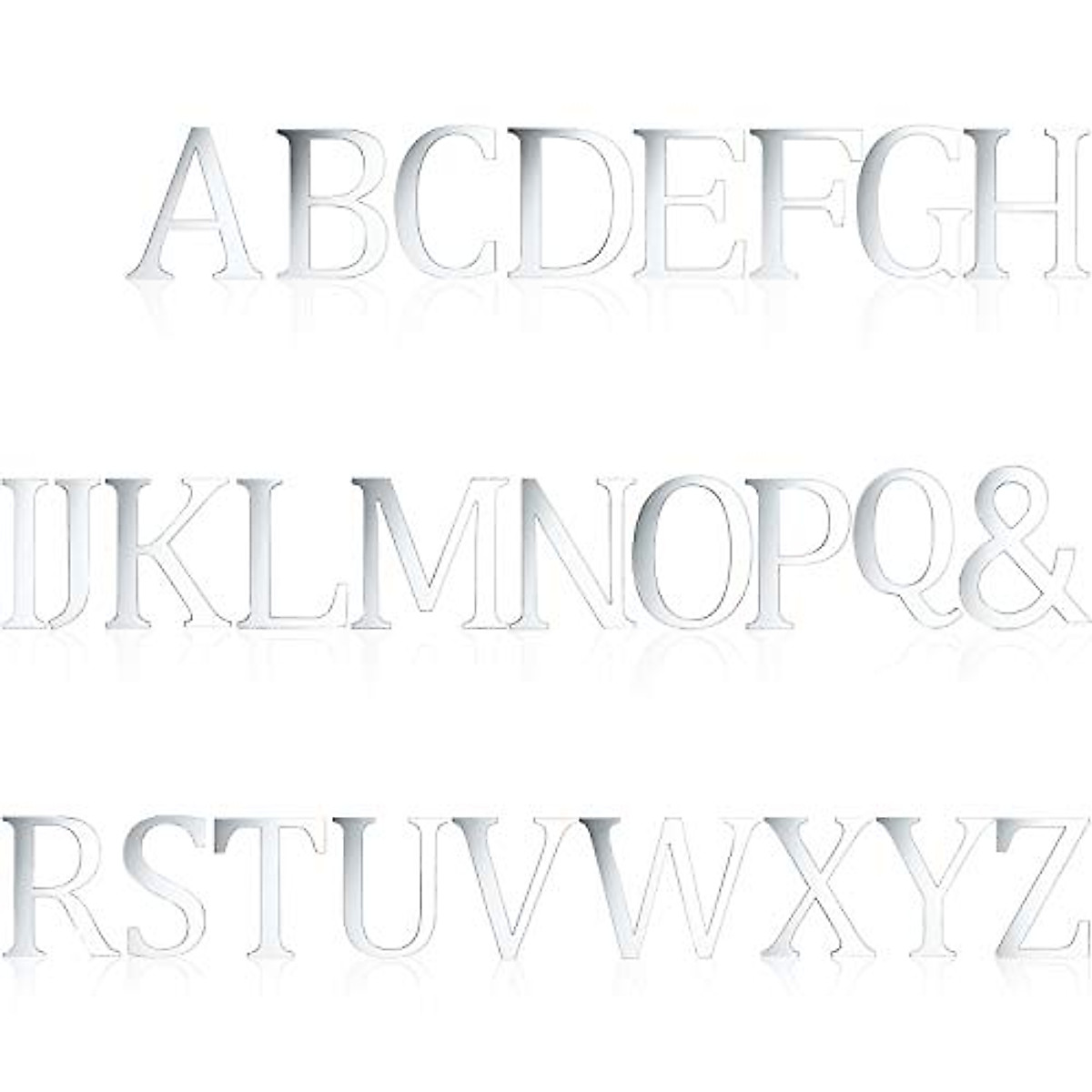 27 Pieces Alphabet Mirror Decal Name Sticker Art Silver Acrylic 26 Letters Wall Decals with & Symbol Decorative Mirror Wall Stickers for Wedding Children Baby Girls Birthday Party Bedroom