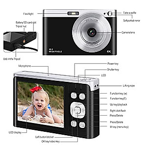 Digital Camera for Kids, Small Cameras for Teens, Portable Compact Camera for Photography, 1080P 50MP Autofocus Children Camera with 32GB SD Card, 2.88 Inch LCD Screen, 16x Digital Zoom (Black)