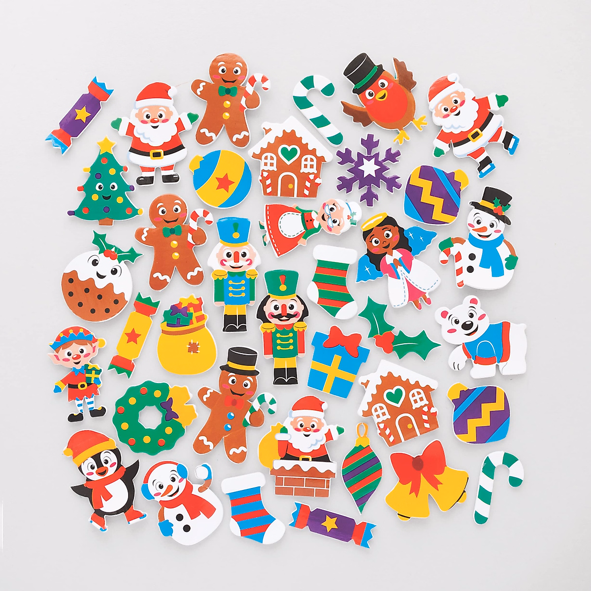 Baker Ross FE765 Christmas Foam Stickers - Pack of 200, Kids Stickers, Ideal for Children's Arts and Crafts Projects, Great for Card Making and Scrapbooking