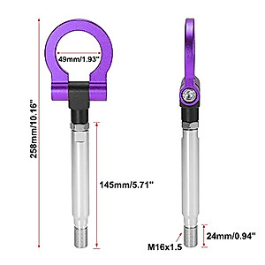 X AUTOHAUX Purple Aluminum Alloy Front Bumper Trailer Ring Eye Towing Tow Hook Screw for Subaru Impreza WRX BRZ