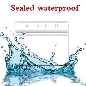 KINGSUM Horizontal Badge Holders Sealable Waterproof Clear Plastic Name Tag ID Card Holder (6Pcs)