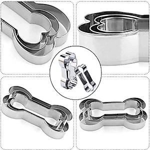 Set of 6, 3 Packs Silicone Molds Puppy Dog Paw(4 cavity,10 cavity,16 cavity) and 3 Packs Stainless Steel Bone Cookie Cutter,for Homemade Treats and Cat Dog Animal Paw Ice Candy Chocolate Baking Mold