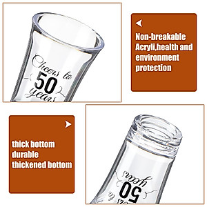 Sliner 48 Pack Birthday Shot Glasses Bulk Unbreakable 1.4oz Cheers to 30/40/50/60/70/80 Years Shot Glass Thick Base Mini Clear Plastic Shot Glass Anniversary Favors for Guests Birthday (for 50 Years)