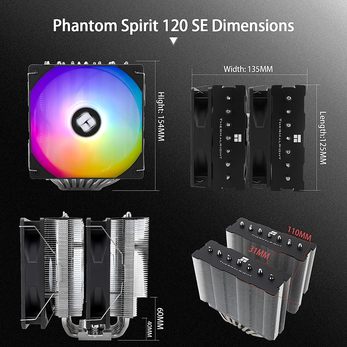 Thermalright Phantom Spirit 120 SE ARGB CPU Air Cooler, 7 Heatpipes CPU Cooler,Dual 120mm PWM Fans, for AMD AM4/AM5/Intel 1851/1700/1150/1151/1200