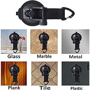 Pmsanzay 4 Pack, Heavy Duty Suction Cup Hooks Anchor with Straps, Strong Suction Cup Tie Downs - Double Suction, for PVC Inflatable Boat Raft Dinghy Kayak SUP