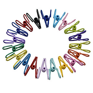 Chip Clips, 20 Pcs 2 Inch 10 Different Mixed Colors Utility Metal Clips PVC-Coated High Elasticity Good Persistence for Clothespins Paper/Food Bag Clips Clothes Pins (20)