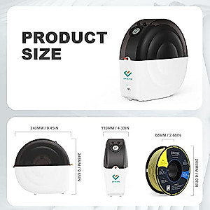 Dryer Box of 3D Printer Filament, Enisina 3D Filament Dryer Box 360° Even Heating Filament, Compatible with 1.75mm, 2.85mm, 3.00mm Filament and PLA/PETG/TPU/ABS 3D Printer Filament (Black&White)