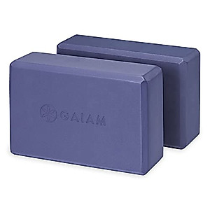 Gaiam Beginner's Yoga Starter Kit Set (Yoga Mat, Yoga Blocks, Yoga Strap) - Light 4mm Thick Printed Non-Slip Exercise Mat for Everyday Yoga - Includes 6ft Yoga Strap & 2 Yoga Bricks - Purple Marrakesh