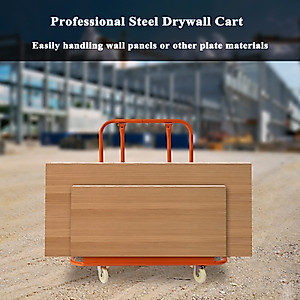 Drywall Sheet Cart, Heavy Duty Panel Dolly Cart with 4 Swivel Wheels, Handling Wall Panel, Sheetrock Sheet Panel Service Cart, Wood Panel, Rolling Dolly for Garage, Home, Warehouse (Orange, 3000 lbs)