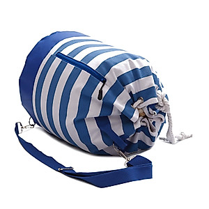 Large Canvas Beach Bag - Single Strap Bag With Waterproof Bottom - Drawstring Backpack For Beach And Travel