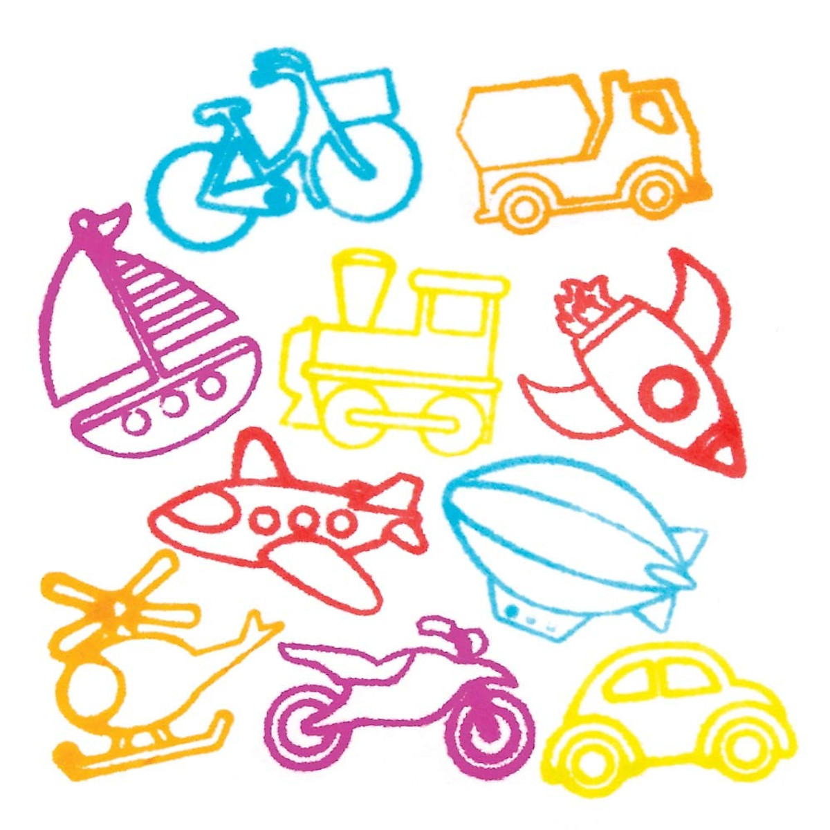 Baker Ross Transport Self Inking Stampers - Pack of 10, Ink Stamps, Stamp Set for Children, Ideal for Kids Arts and Crafts Projects (AW720)