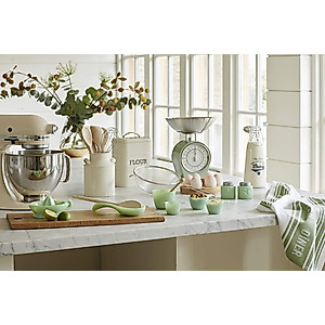 KitchenCraft Spoon Rest, Vintage Style Milk Glass, Jade Green,20.5 x 9 cm