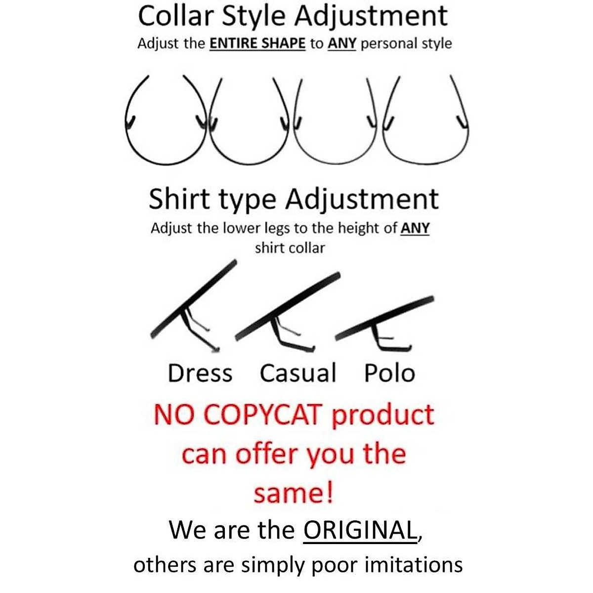 SIZE SELECTED: 16 Off-White | THE ORIGINAL Collar Support System | Collar Stays | NOT MADE of cheap, useless plastic like Copycat products.