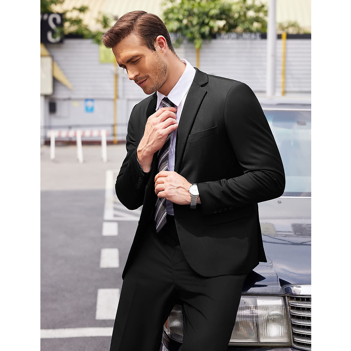 COOFANDY Men's 2 Piece Suits Classic Fit 2 Button Dress Suits Tuxedo Jacket Blazer for Wedding Business Dinner Prom