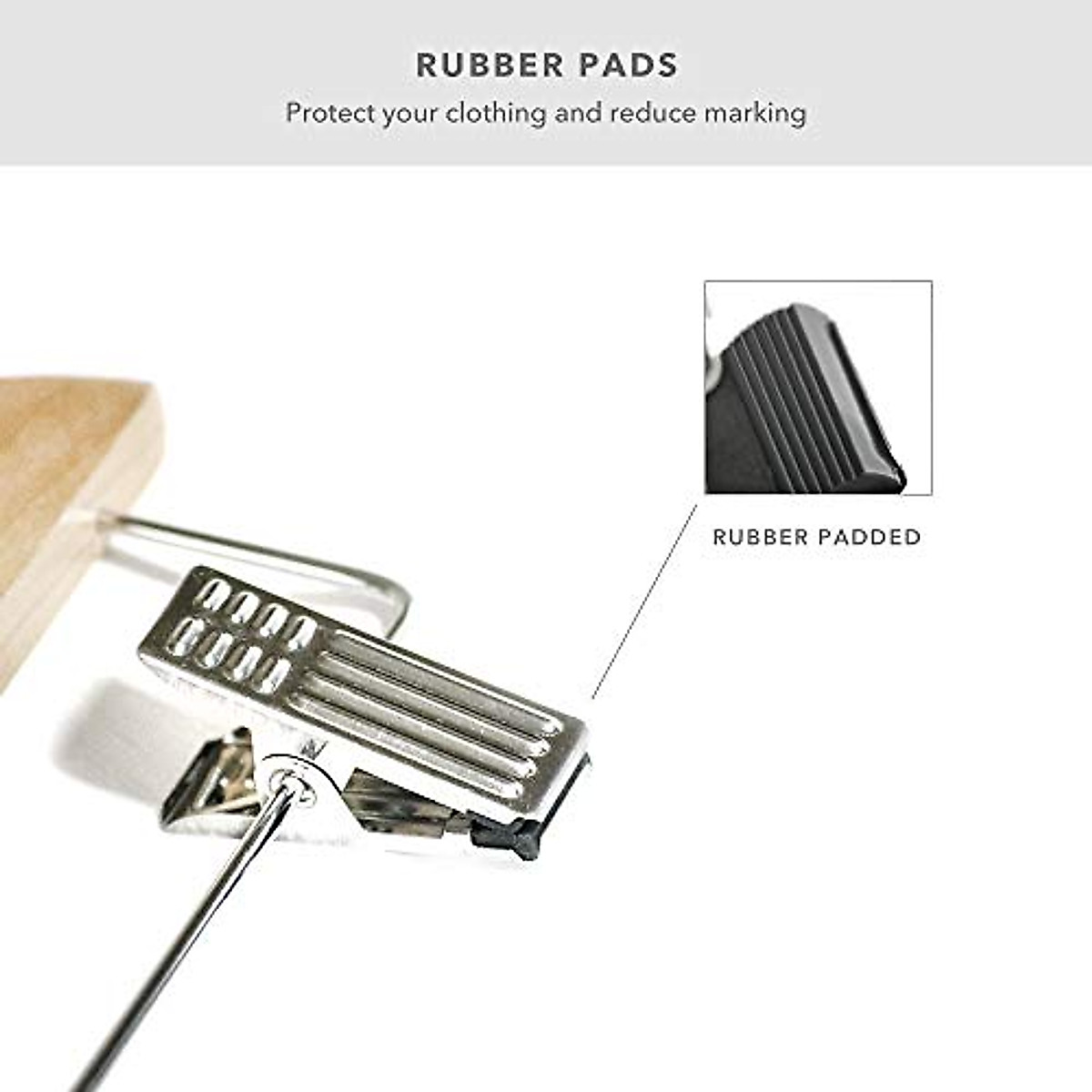 Farm House Collection Wooden Skirt Hangers, Adjustable Cushion Clips, Sturdy, 360 Degree Swivel Hook, 14" Long, Pants, Skirts, Slacks, Shorts (Natural Wood)