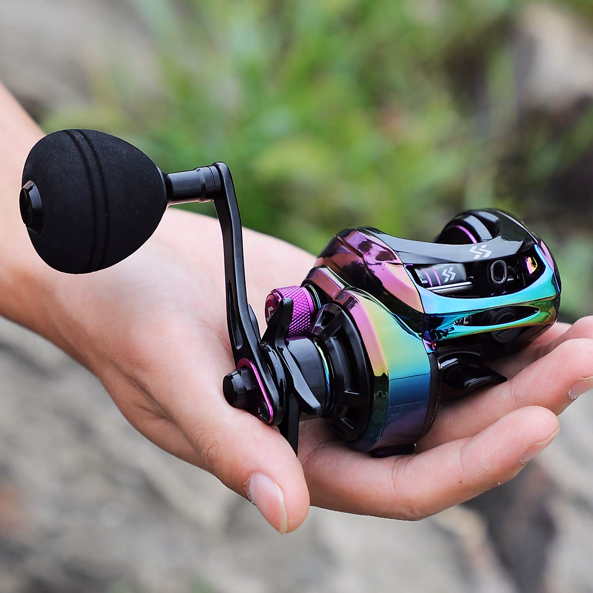 Sougayilang Baitcasting Reels - Colorful Fishing Reel, High Speed Baitcaster with 9+1 Ball Bearings, Gear Ratio 8.0:1, Magnetic Brake System Power Handle Casting Reels -Right Handed-Colorful