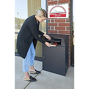 Displays2go 22" w x 36" h Heavy-Duty Outdoor Drop Box w/ Locking Door and Steel Build- Black (FDHDBBF1)
