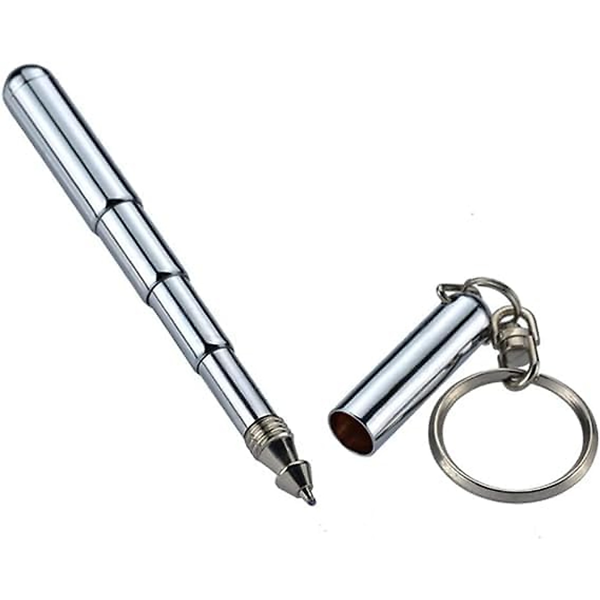 Silver Retractable mini pen made of stainless steel Metal Tool Pen Retractable pocket pen keychain Dad gadgets, birthday, Christmas for Students, Office Staff, Construction Workers Ballpoint Pens