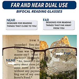 JJWELL 3 Pack Bifocal Reading Glasses for Men Blue Light Blocking, Anti Eyestrain/ Dryness/ UV Spring Hinge Bifocal Readers for Men with Pouches, Half Metal Eyeglasses (2.5)