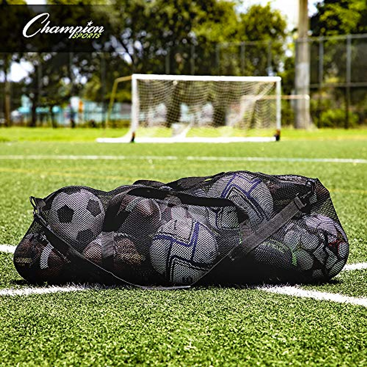 Champion Sports Mesh Duffle Bag with Zipper and Adjustable Shoulder Strap - Multipurpose 15” x 36” Gym Bag for Equipment, Sports Gear, Laundry - Breathable Mesh Scuba and Travel Bag in Multiple Colors