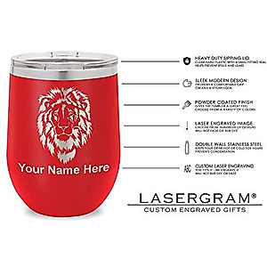 SkunkWerkz Wine Glass Tumbler, Indian Elephant, Personalized Engraving Included (Red)