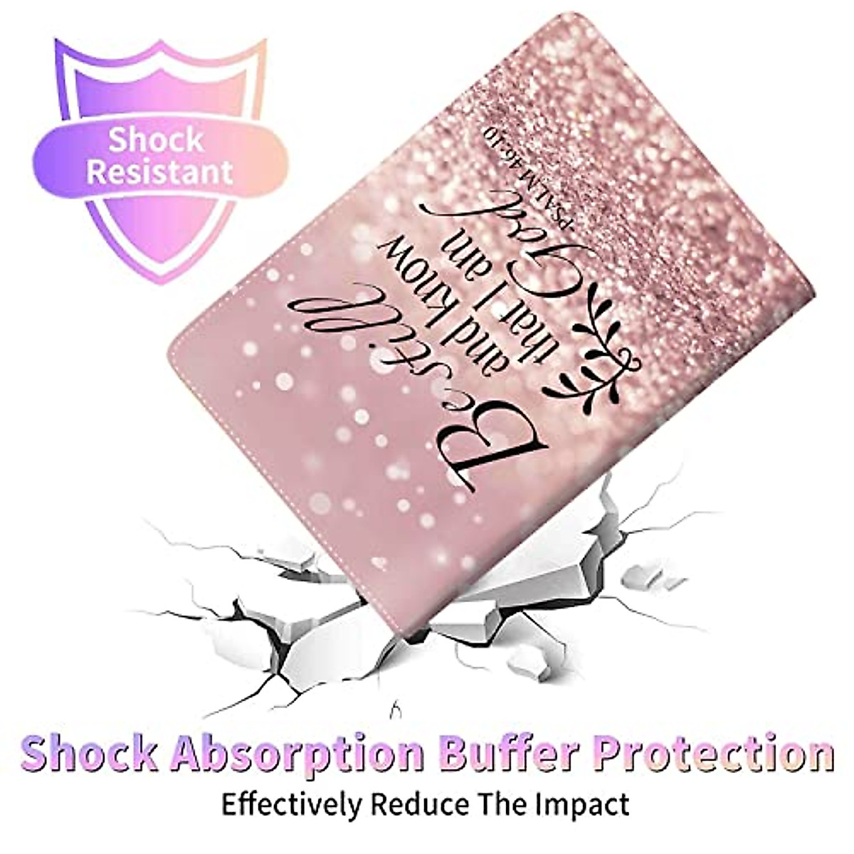 Case for New iPad Mini 6 2021 (6th Generation), Multi-Angle View Adjustable Stand Auto Wake/Slee for iPad Mini 6th Gen 8.3 Inch , Quote Bible Psalm 46:10 Pink